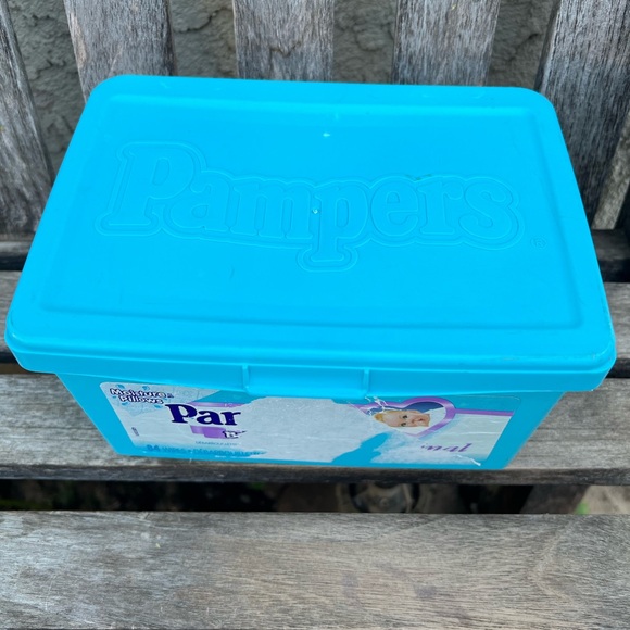 Other | Vintage Pampers Box Blue Container 75 | Poshmark
